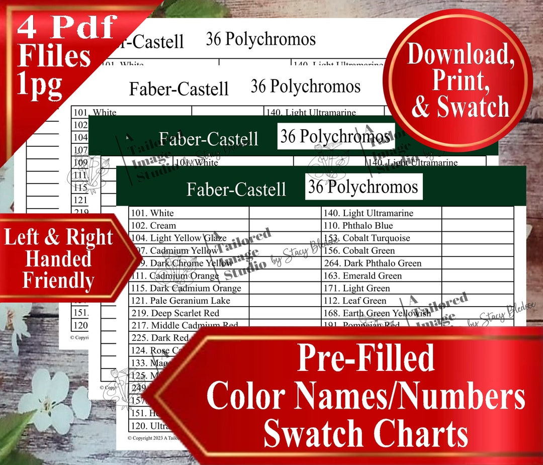 Faber Castell 36 Polychromos Colored Pencils Swatch Chart (PDF Download ...