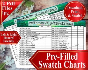 12 Color Printable Swatch Chart Generic DIY Artist Reference Colored ...