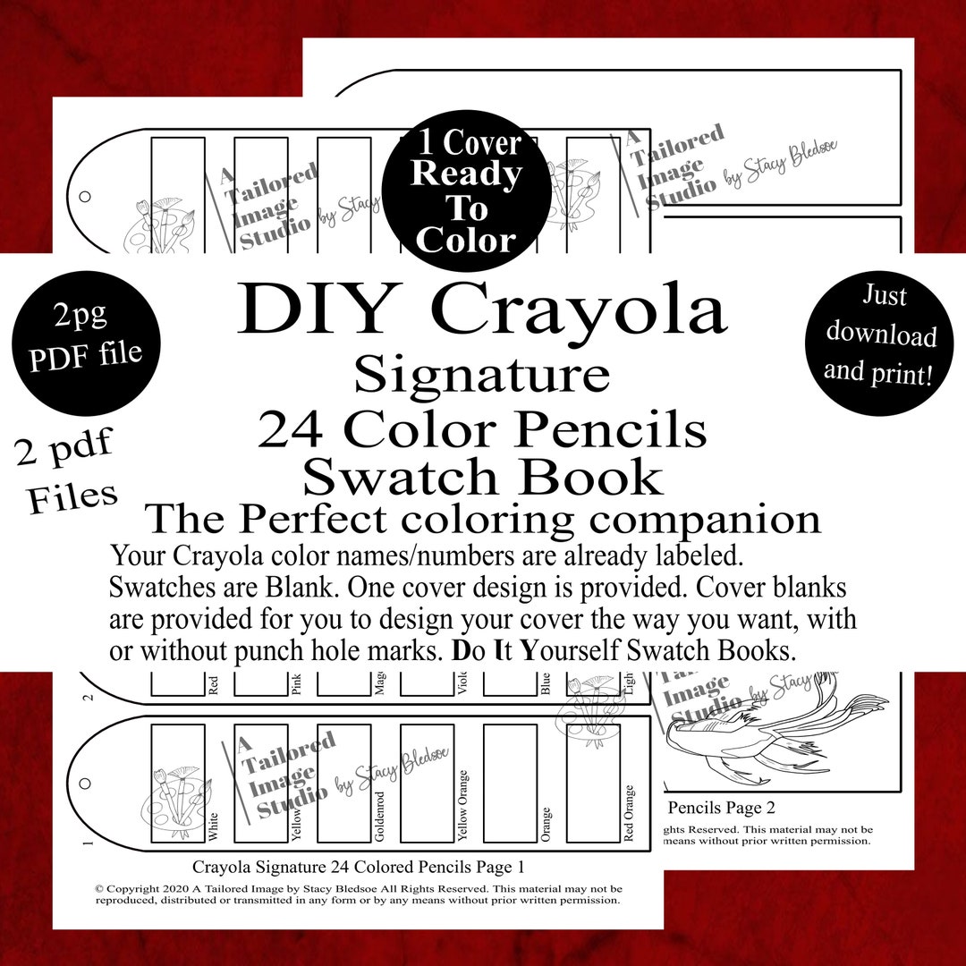Crayola Signature 24 Colored Pencil DIY Color Swatch Book Style 1 - Etsy