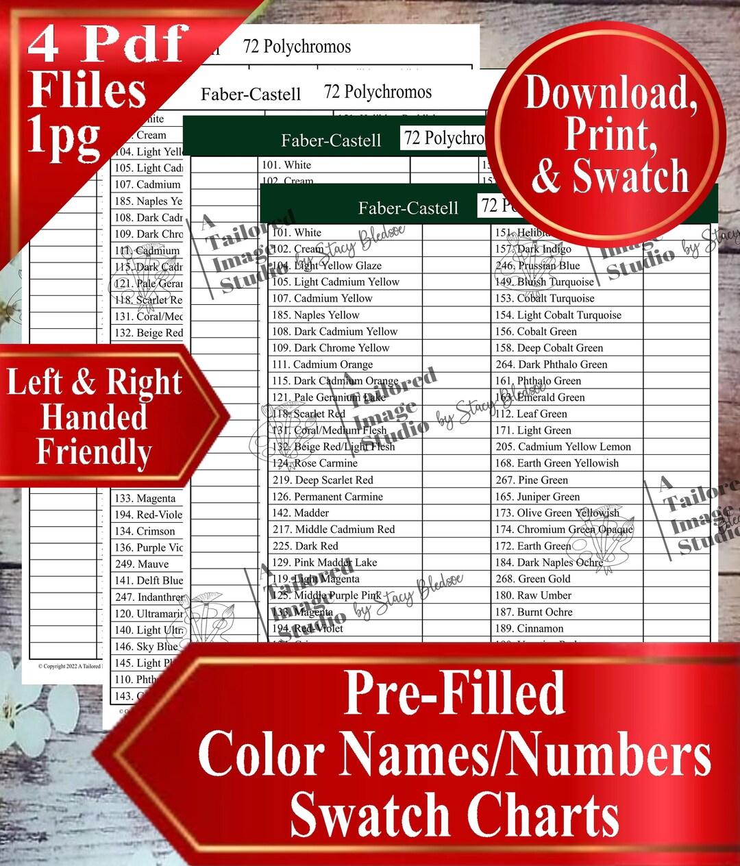 Faber Castell 72 Polychromos Colored Pencils Swatch Chart (PDF Download ...