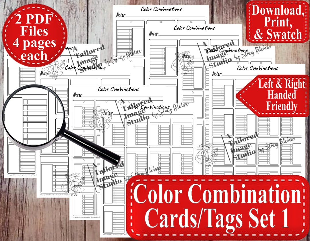 Color Combination Cards & Tags Set 1 (PDF Download) - Etsy