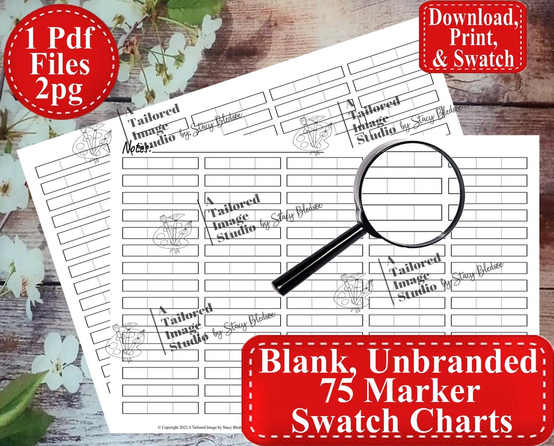 Blank Unbranded 75 Marker Swatch Chart - Etsy Blank Unbranded 75 Marker Swatch Chart - Etsy