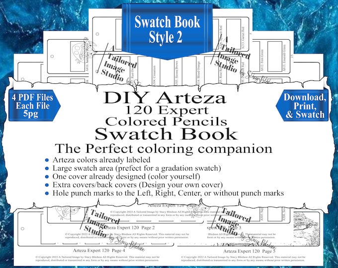 Arteza 120 Color Chart Colored Pencil Chart Arteza Professional ...