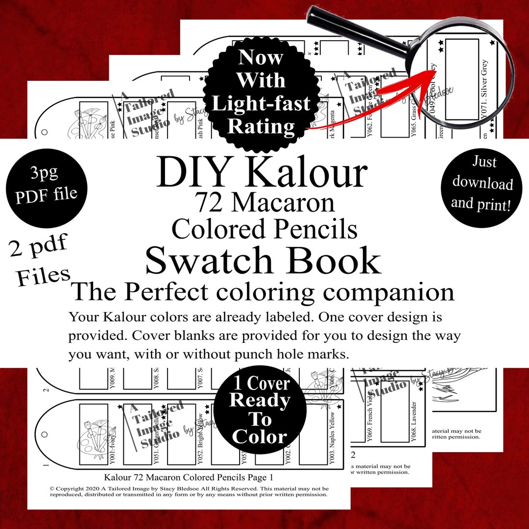 Kalour 72 Macaron Colored Pencils Swatch Book Style 1 (PDF Download) - Etsy