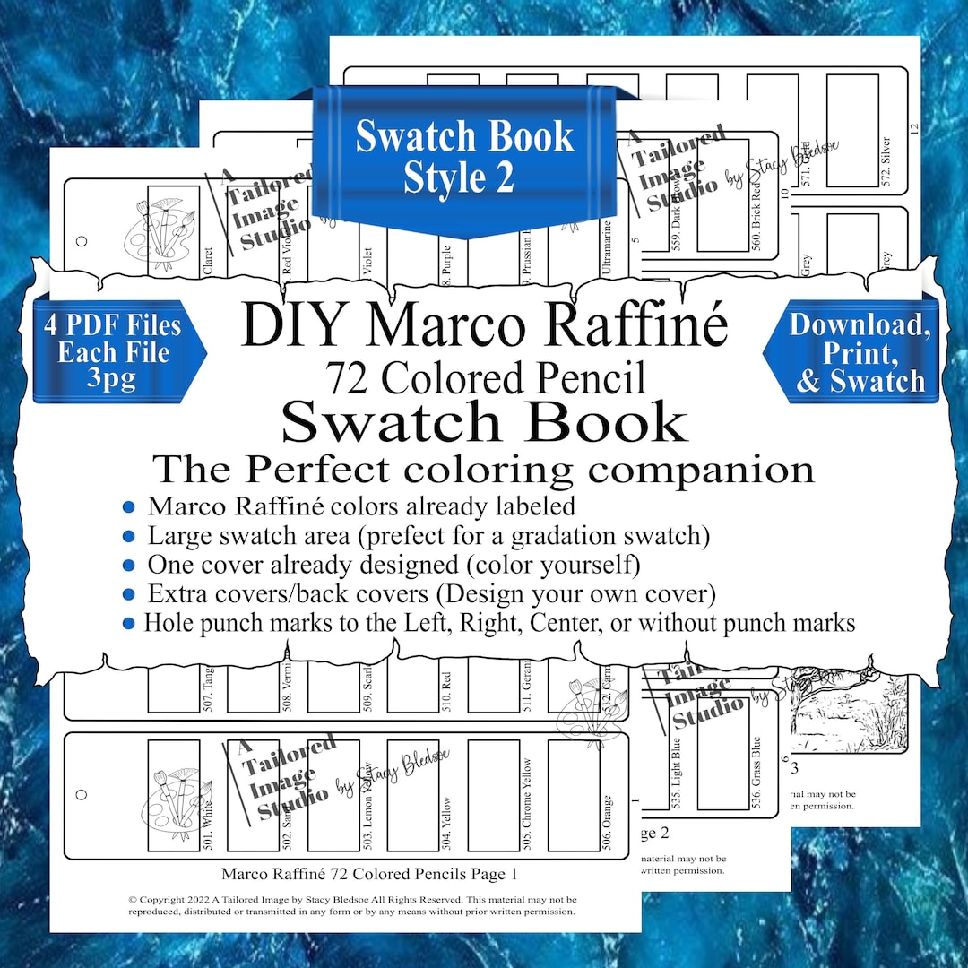 Marco Raffine 72 Colored Pencils Swatch Book Style 2 (PDF Download) - Etsy