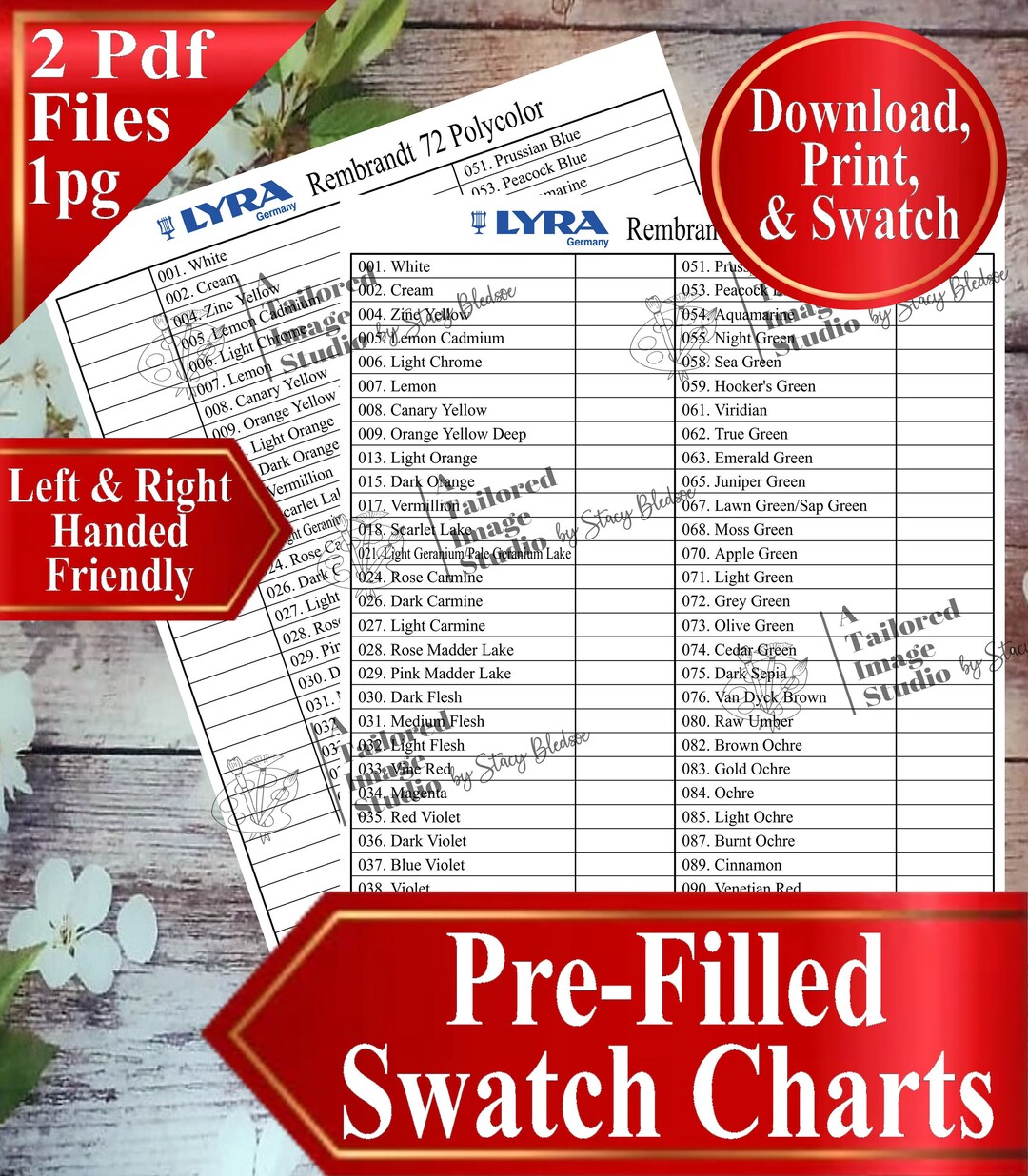 Lyra Rembrandt 72 Polycolor Colored Pencils Swatch Charts - Etsy