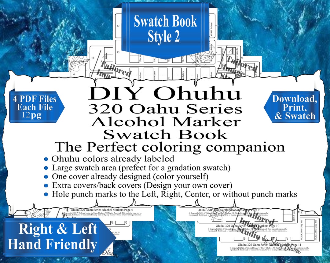Ohuhu 320 Oahu Series Dual Tip Alcohol Markers DIY Color Swatch Book ...