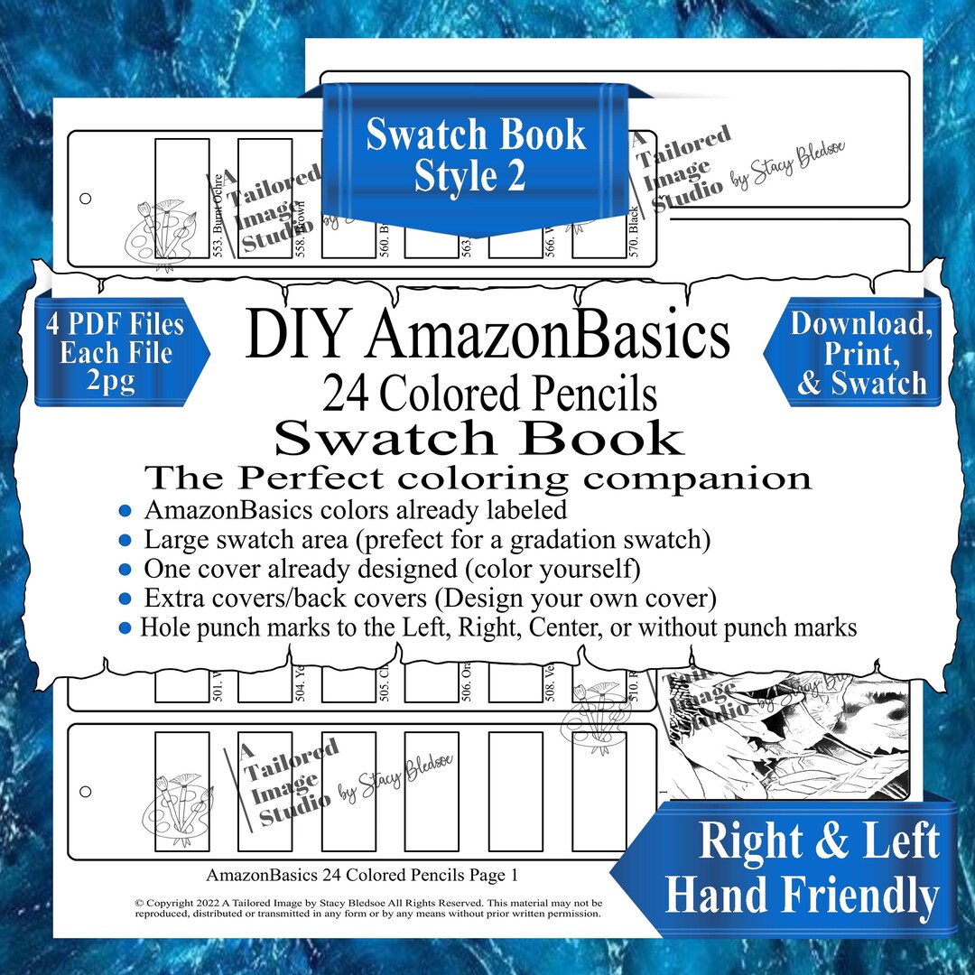 Amazonbasics 24 Colored Pencils DIY Color Swatch Book Style 2 - Etsy