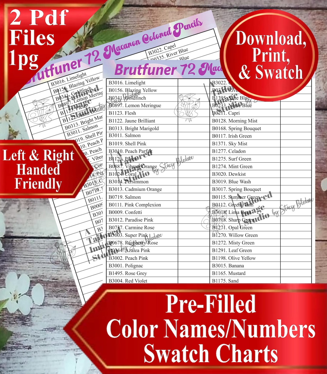 Brutfuner 72 Macaron Colored Pencils Swatch Chart (PDF Download) - Etsy