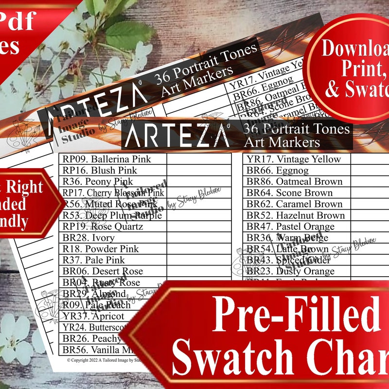 Arteza Color Chart - Etsy