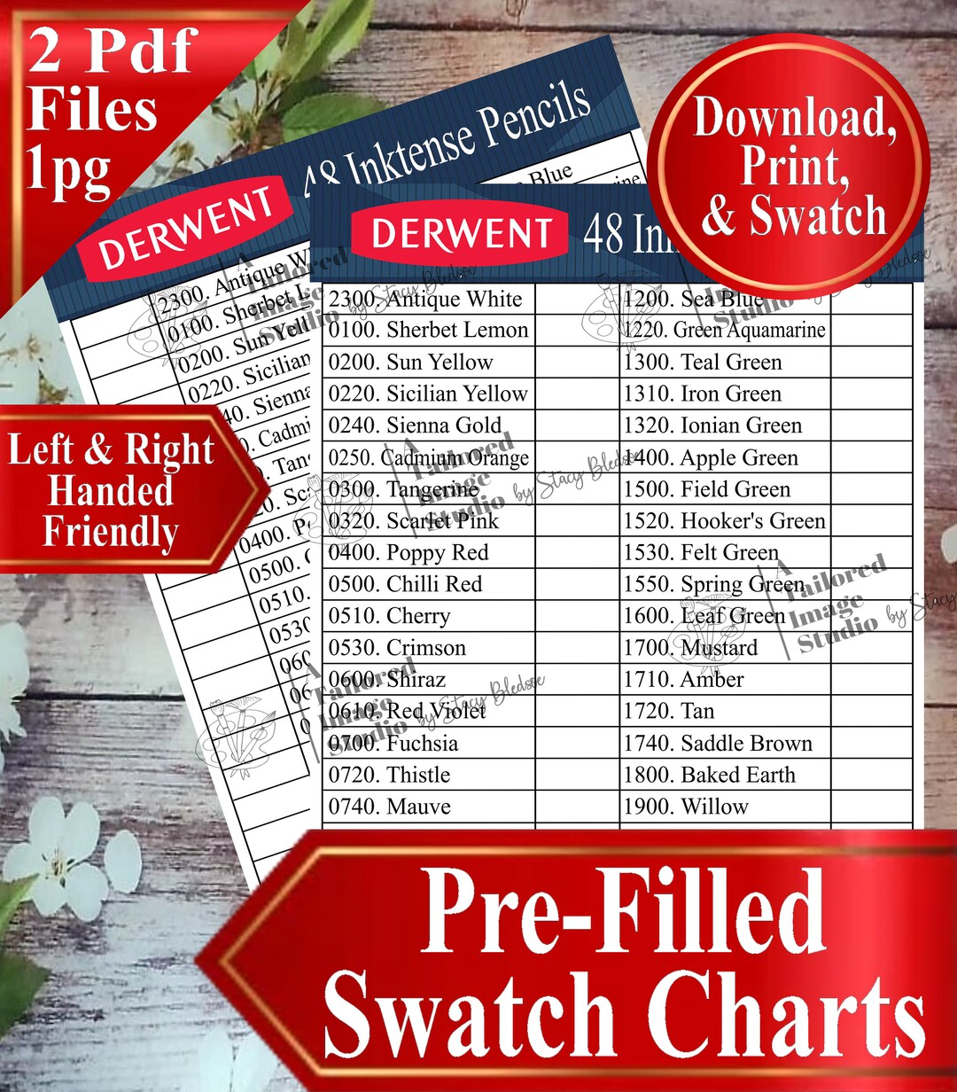 Derwent 48 Inktense Pencils Swatch Chart - Etsy