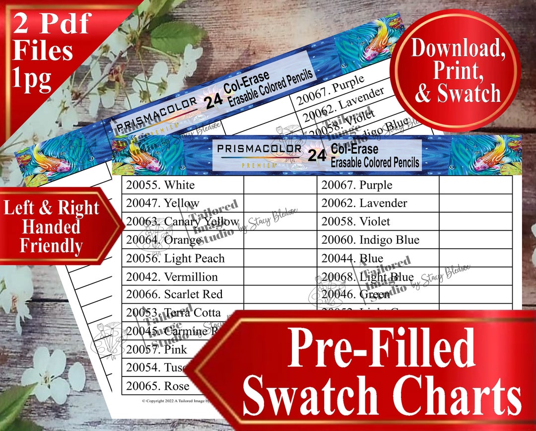 Prismacolor 24 Col-erase Colored Pencil Swatch Chart - Etsy