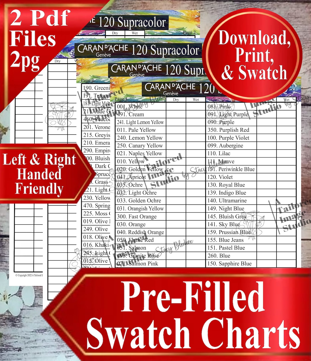 Caran D'ache 120 Supracolor Soft Aquarelle Pencil Swatch Chart - Etsy