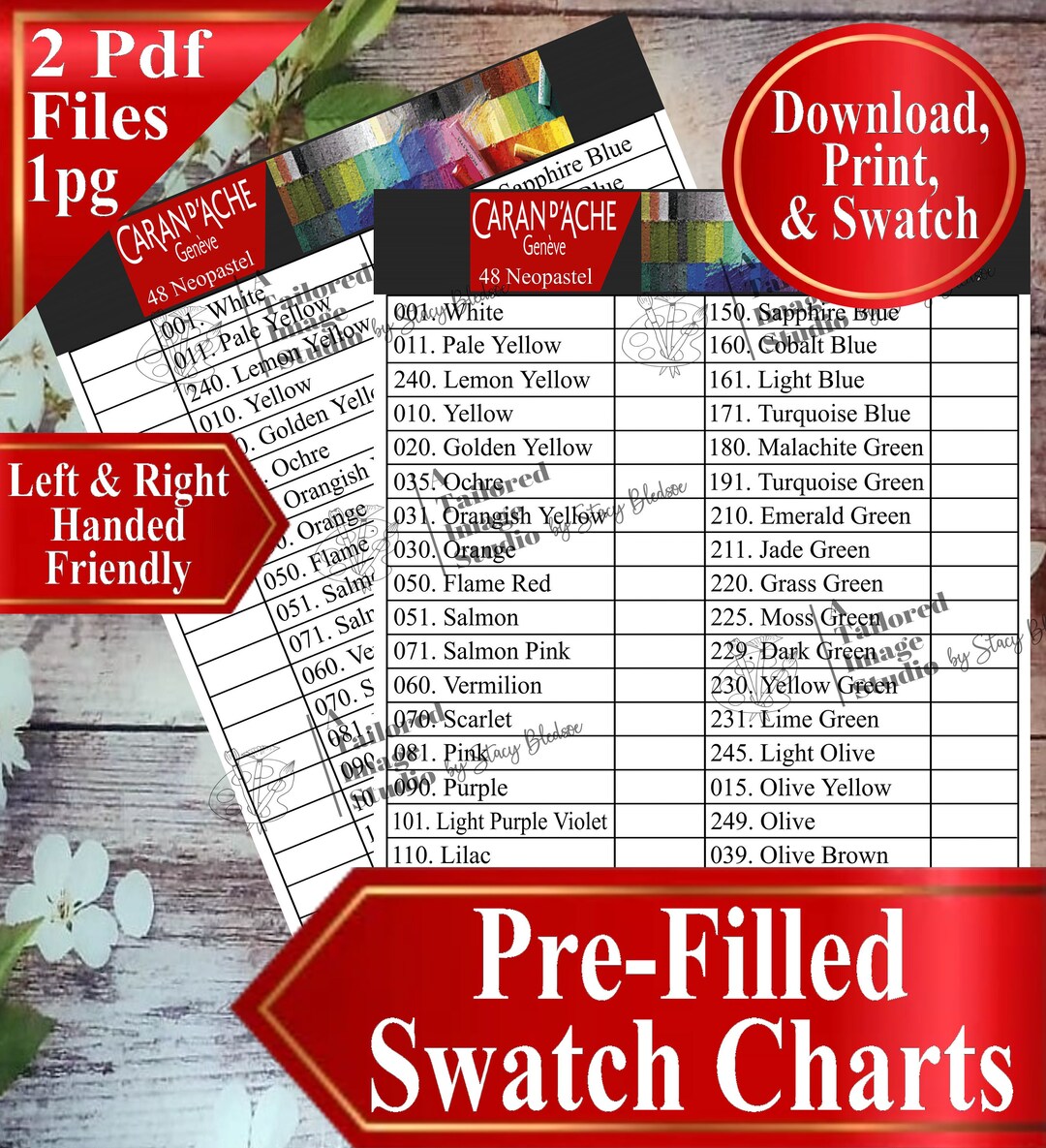 Caran D'ache 48 Neopastels Swatch Chart (PDF Download) - Etsy
