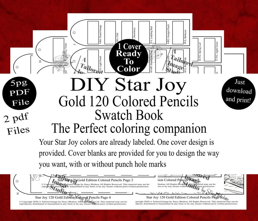 Star Joy Gold 120 Colored Pencils Swatch Book Style 1 (PDF Download) - Etsy