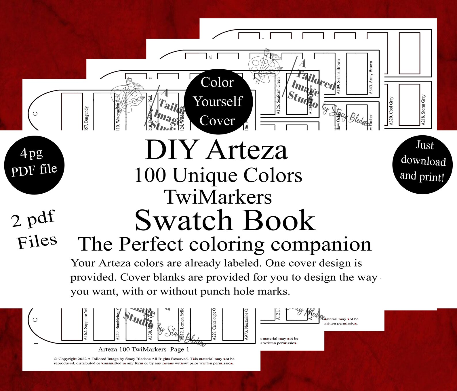 Arteza 100 Twimarkers DIY Color Swatch Book Style 1 - Etsy