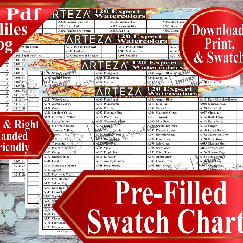 Arteza Color Chart - Etsy
