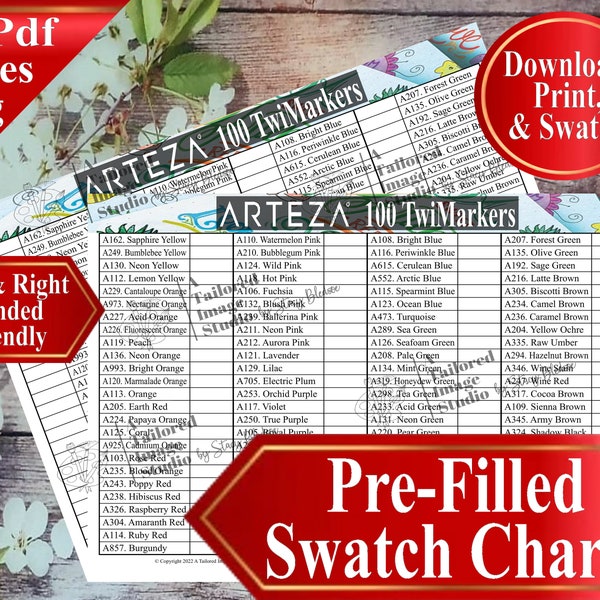 Arteza Color Chart - Etsy