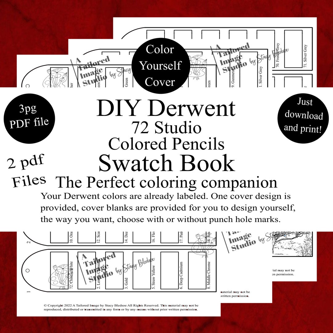 Derwent 72 Studio Colored Pencils DIY Color Swatch Book Style 1 - Etsy