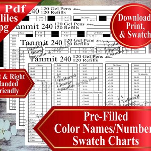 Tanmit 240 Set (120 Gel Pens 120 Pen Refills) Swatch Charts (PDF ...
