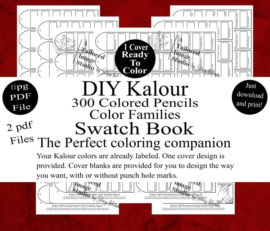 Kalour 300 Colored Pencils Color Families DIY Color Swatch Book Style 1 ...