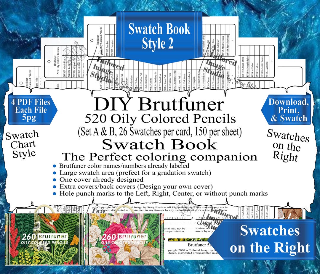 Brutfuner 520 Oily Colored Pencils (swatch Chart Style Swatches on the ...