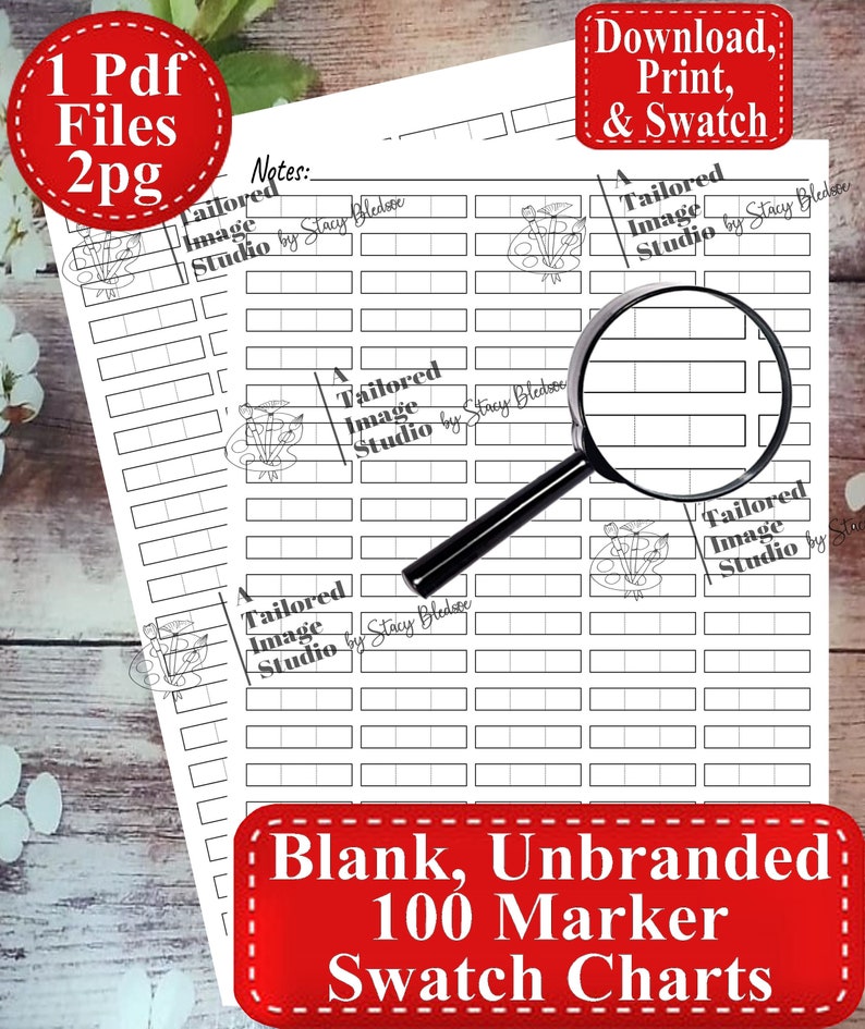 Blank Unbranded 100 Marker Swatch Chart - Etsy Blank Unbranded 100 Marker Swatch Chart - Etsy