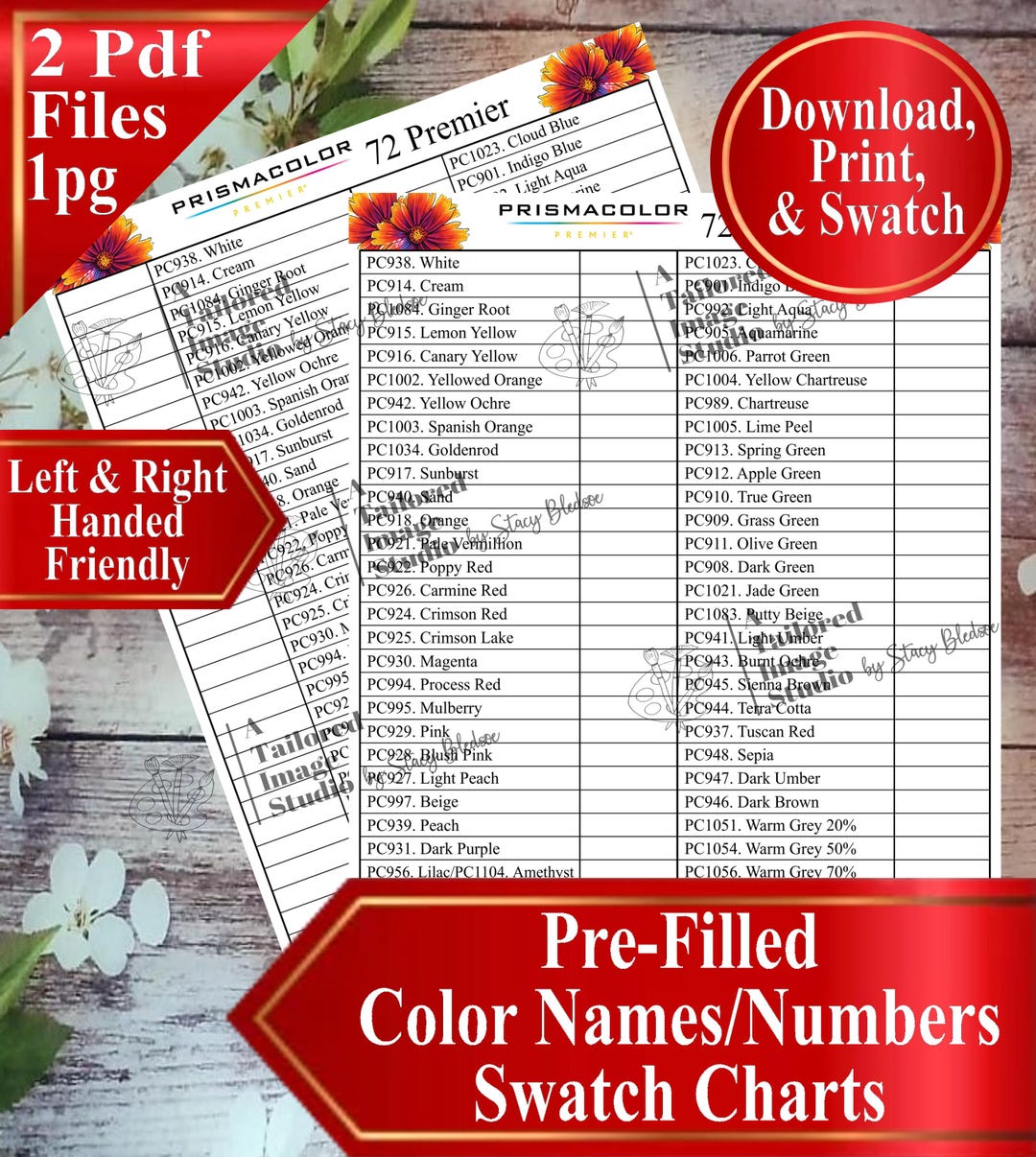Prismacolor 72 Premiers Colored Pencils Swatch Chart (PDF Download) - Etsy