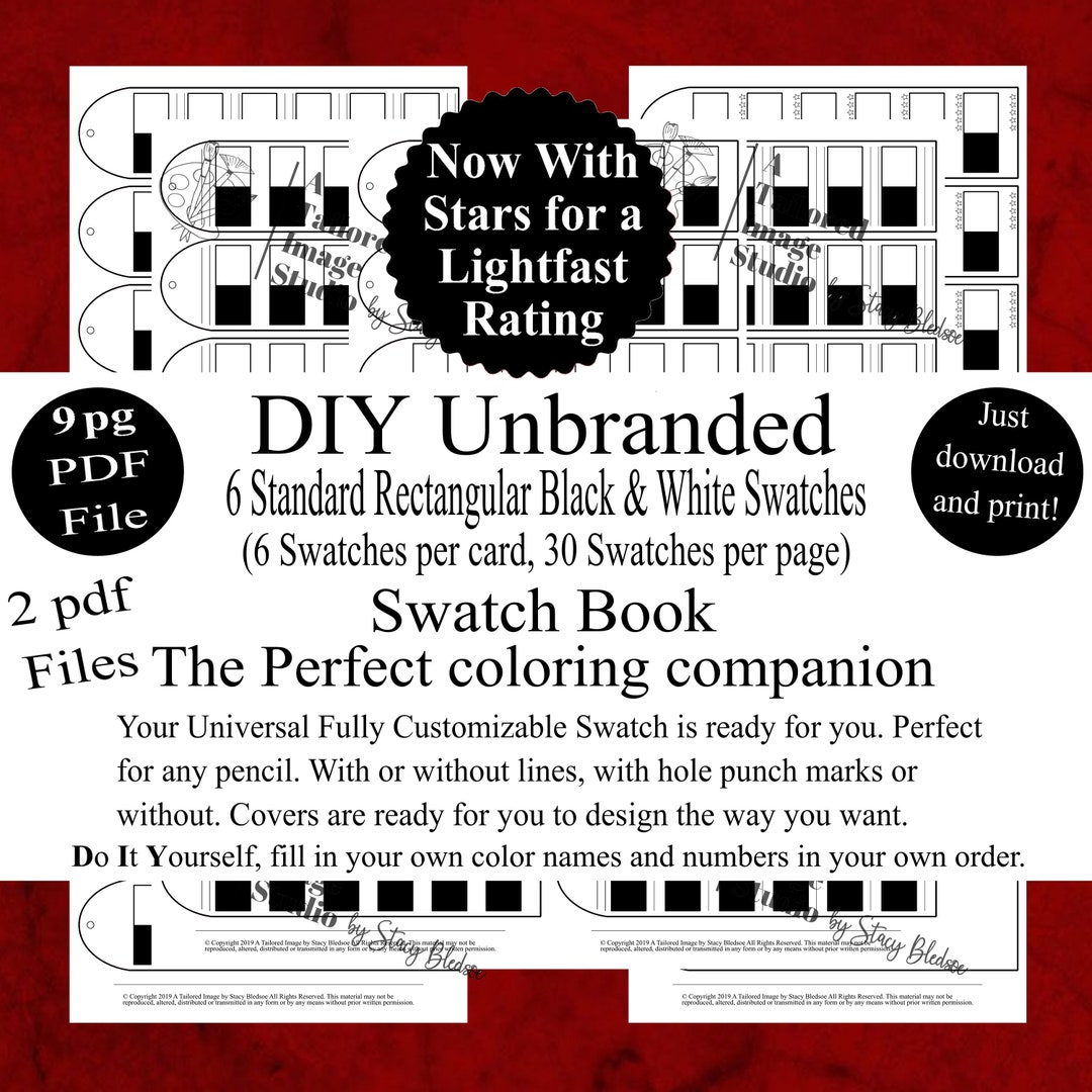 DIY Color Swatch Book: Black & White Rectangular Swatches (PDF Pattern ...