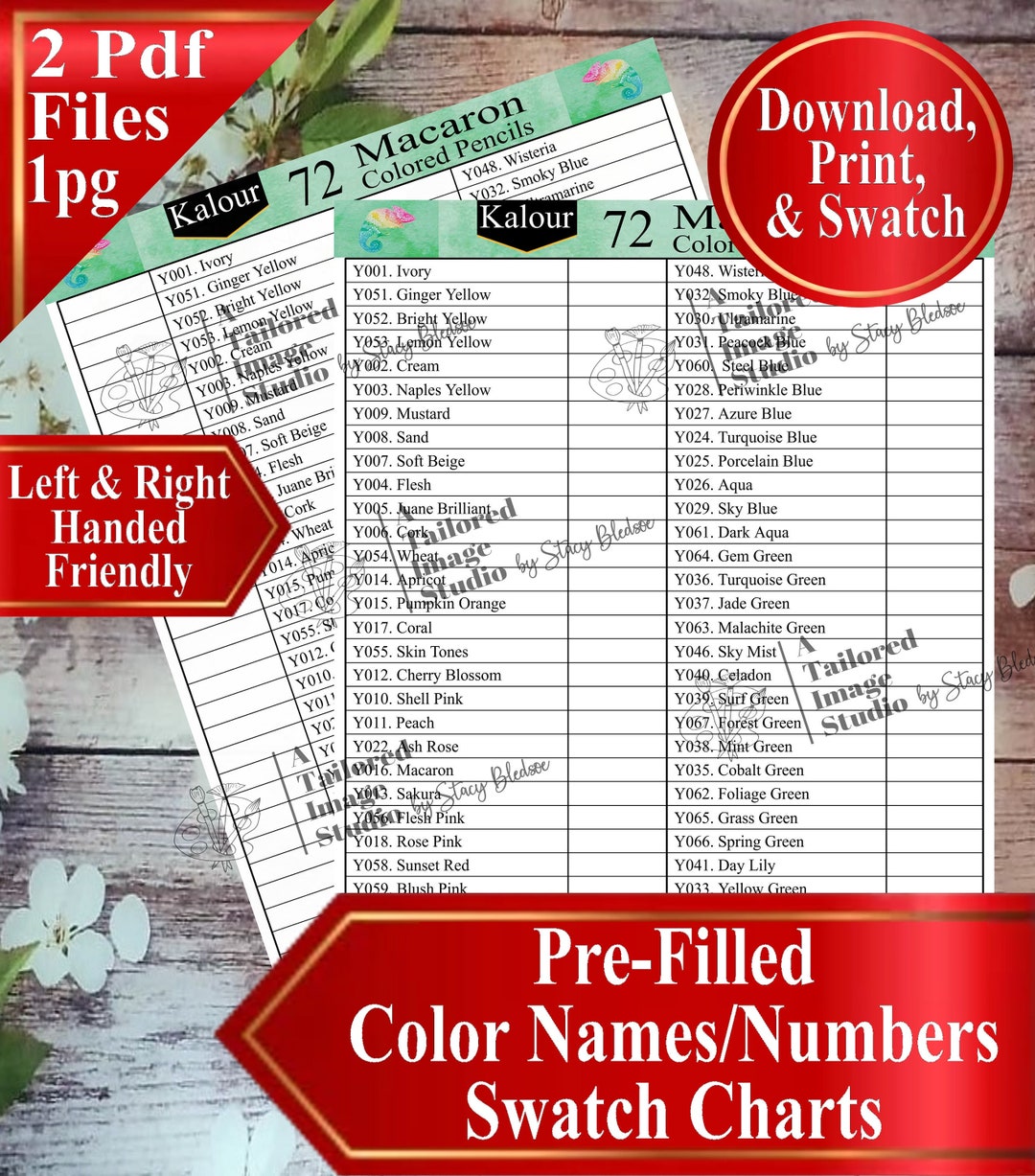 Kalour 72 Macaron Colored Pencils Swatch Charts - Etsy