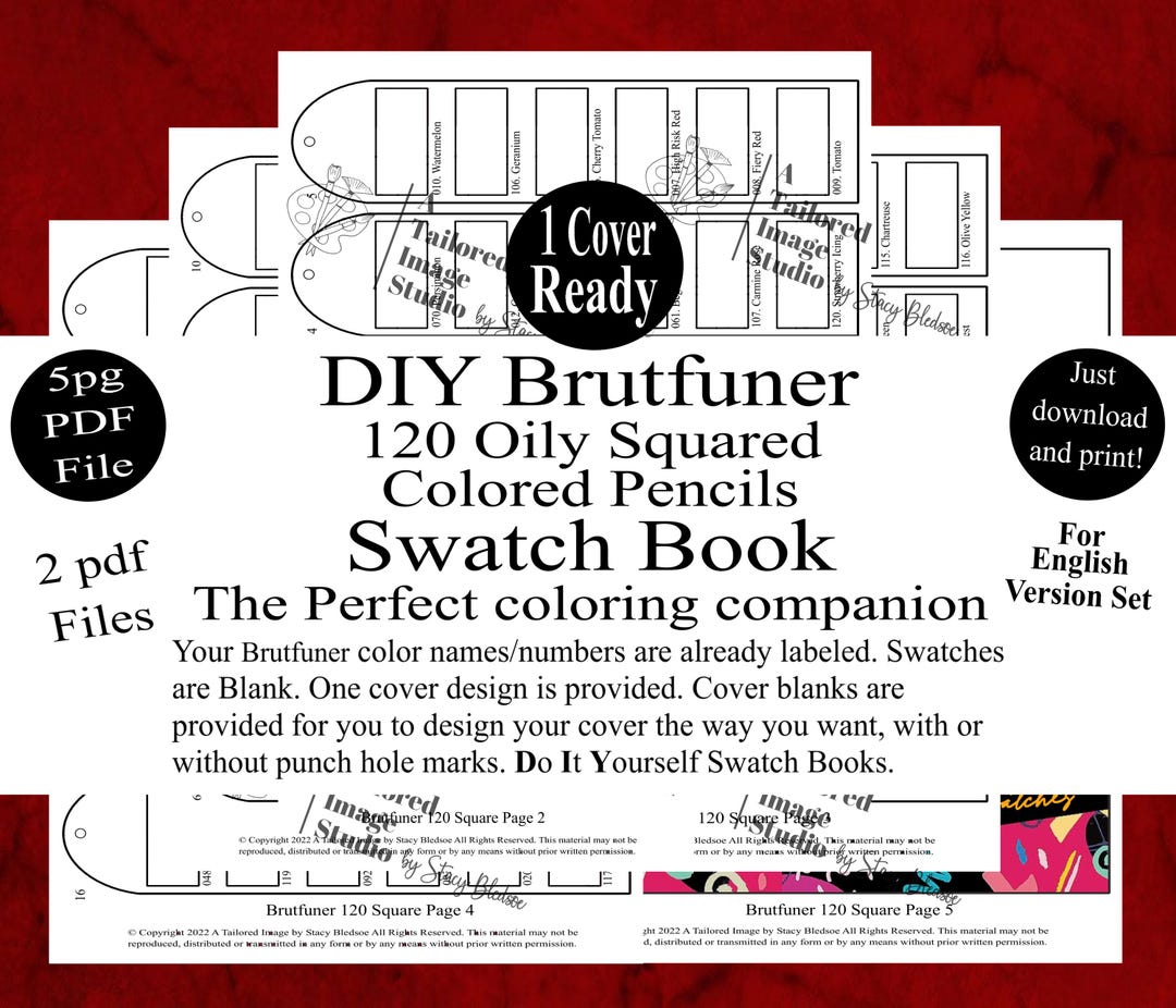 Brutfuner 120 Square (english Version Set) Colored Pencils Swatch Book ...