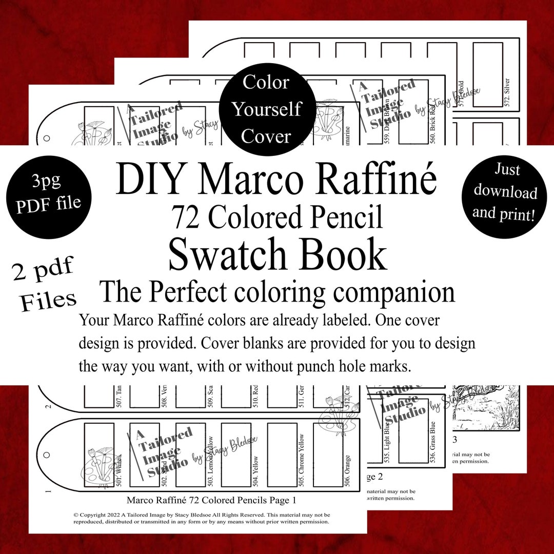 Marco Raffine 72 Colored Pencil Set Swatch Book Style 1 (PDF Download ...