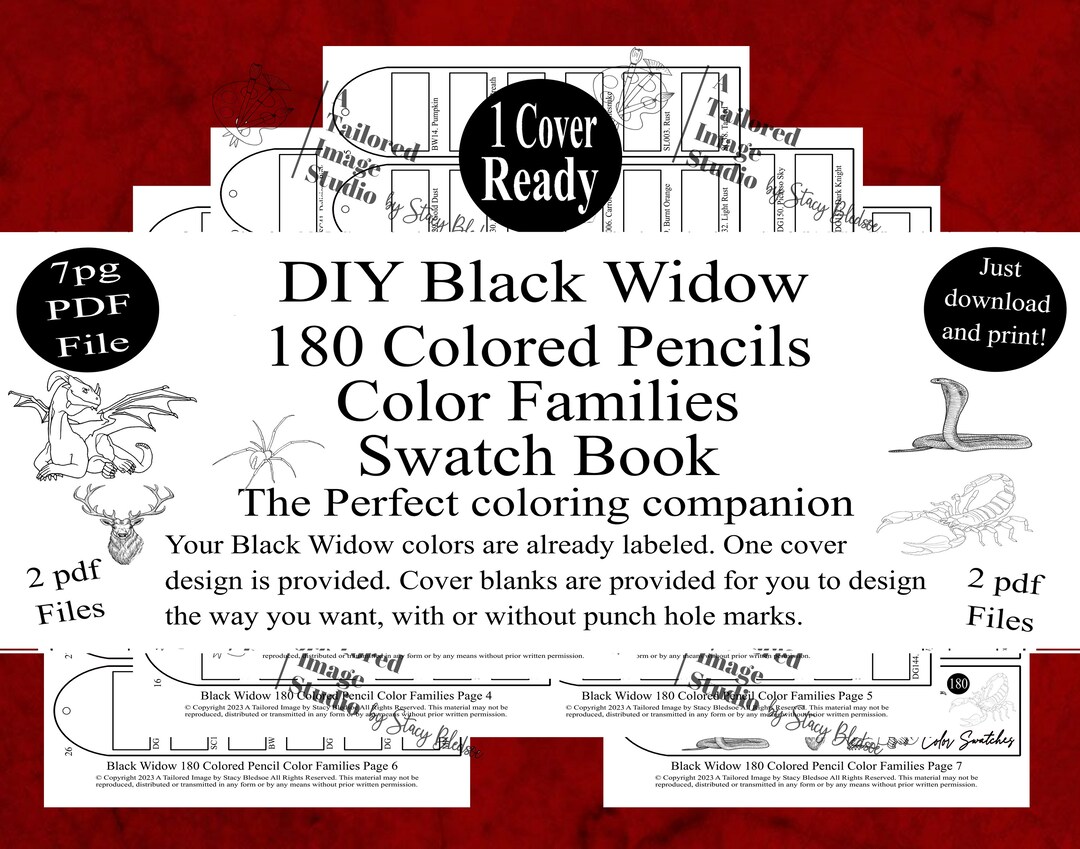 Black Widow 180 Colored Pencil Color Families DIY Color Swatch Book ...