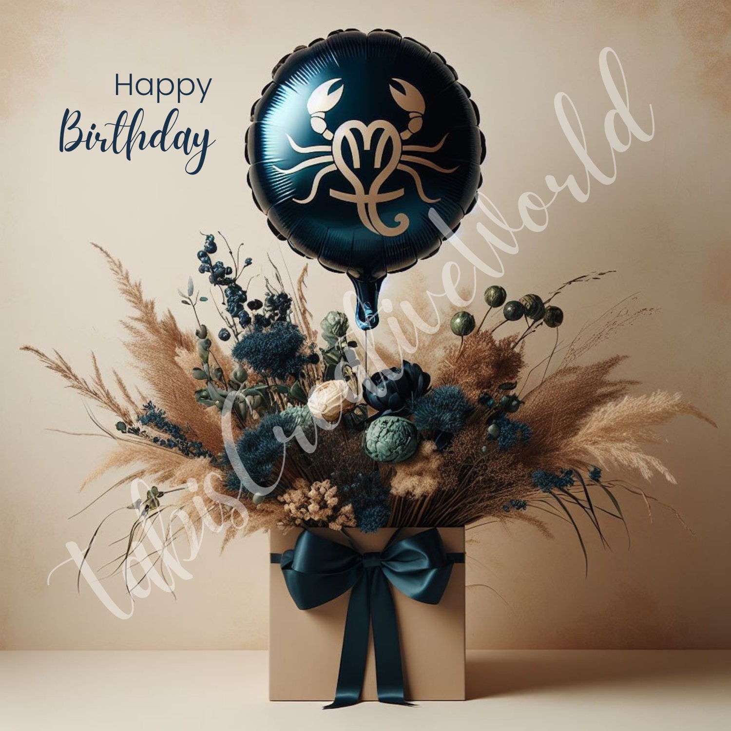 Happy Birthday Card / Birthday Card Zodiac Sign Scorpio / Dark Blue ...