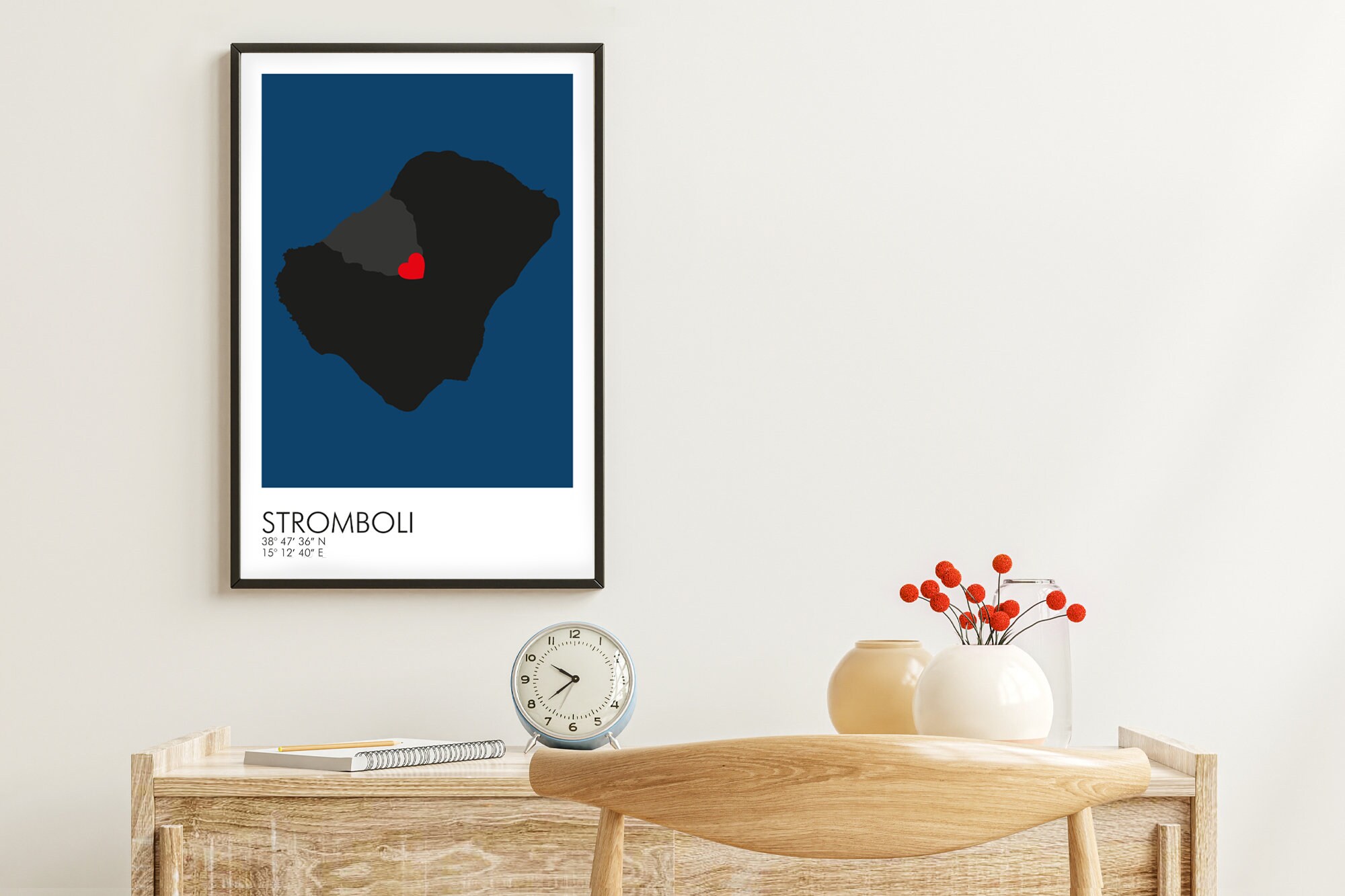 Stromboli Island Map, Geographic Print, Wall Poster - Etsy