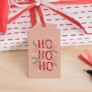 Boho Christmas Gift Tags, Set of 8 Printable Holiday Labels, Minimal ...