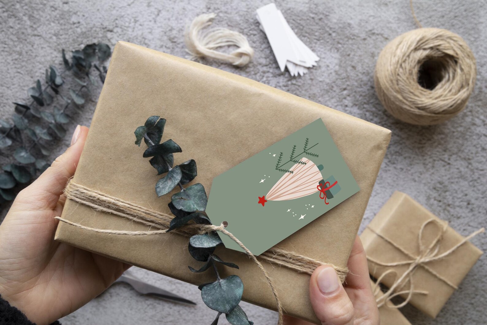 Boho Christmas Gift Tags, Set of 8 Printable Holiday Labels, Minimal ...