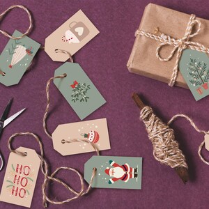 Boho Christmas Gift Tags, Set of 8 Printable Holiday Labels, Minimal ...