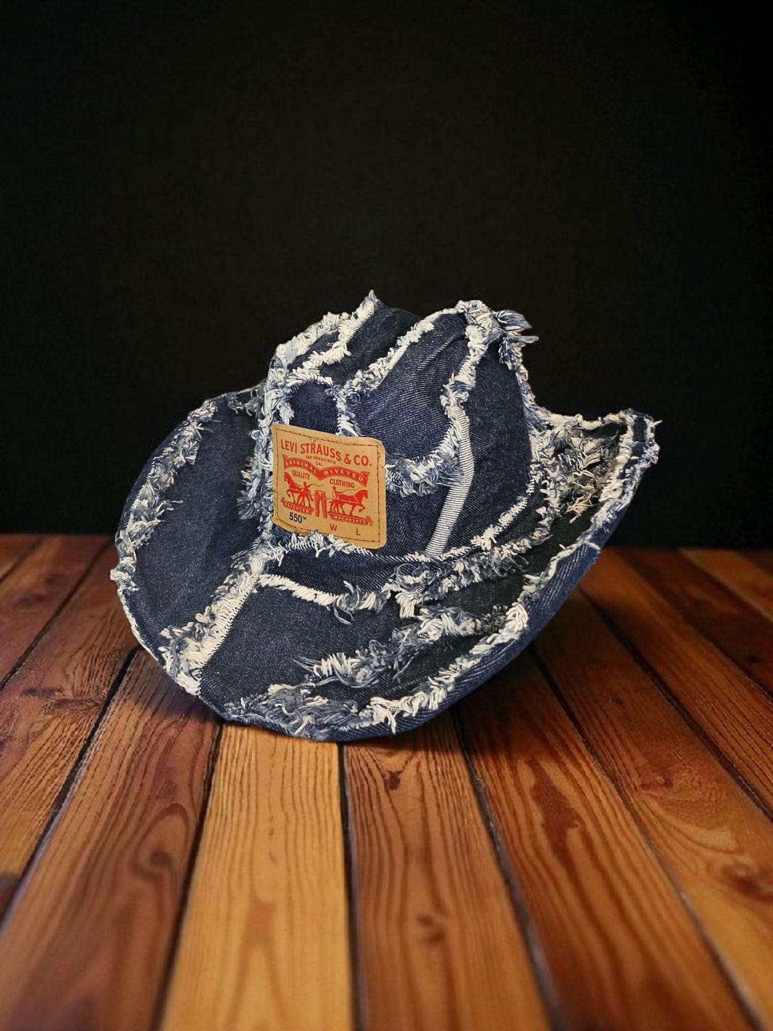 Reworked Distressed Denim Cowboy Hat - Etsy