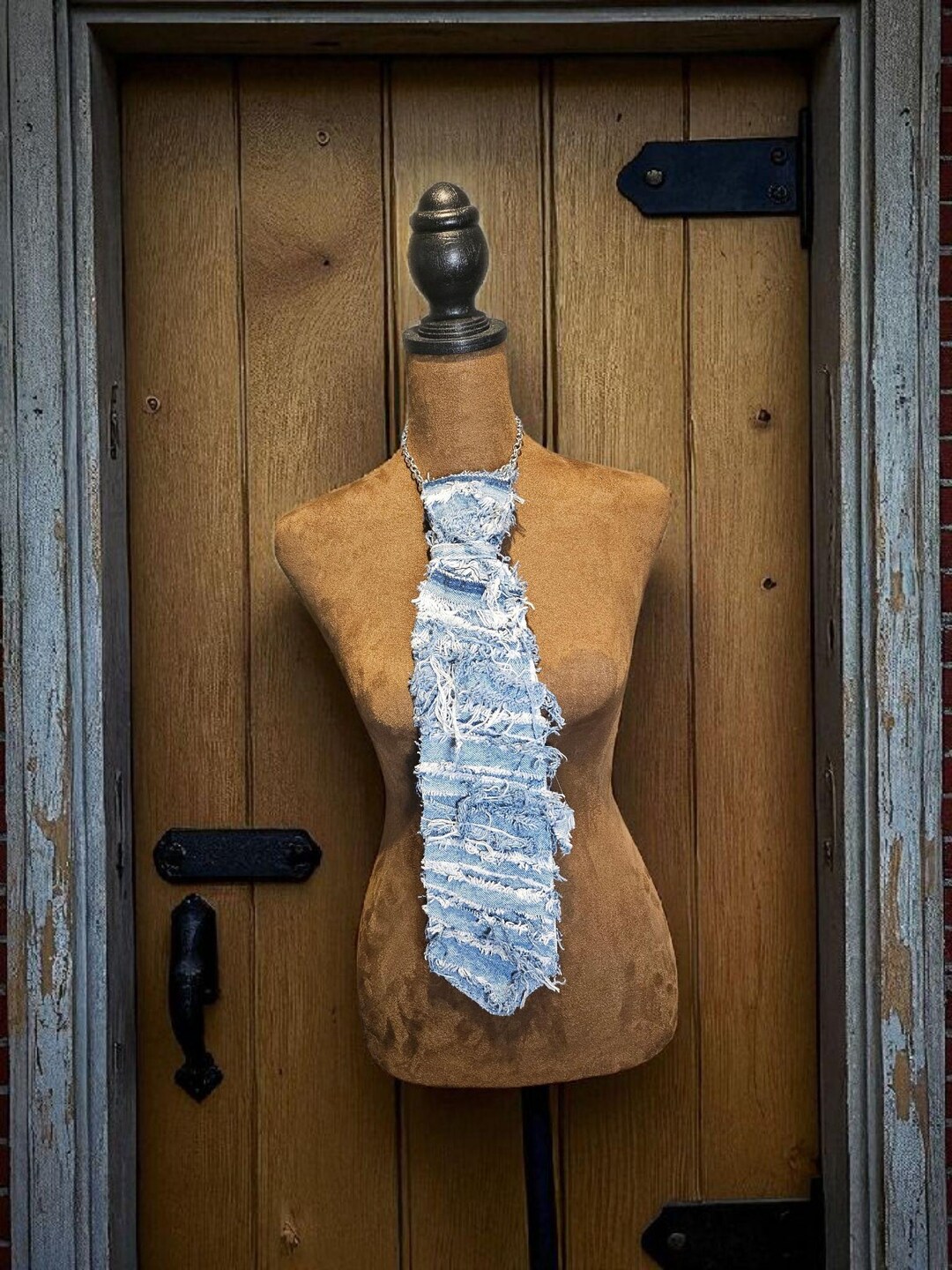 Distressed Denim Necktie: Ragged Out, Handmade - Etsy