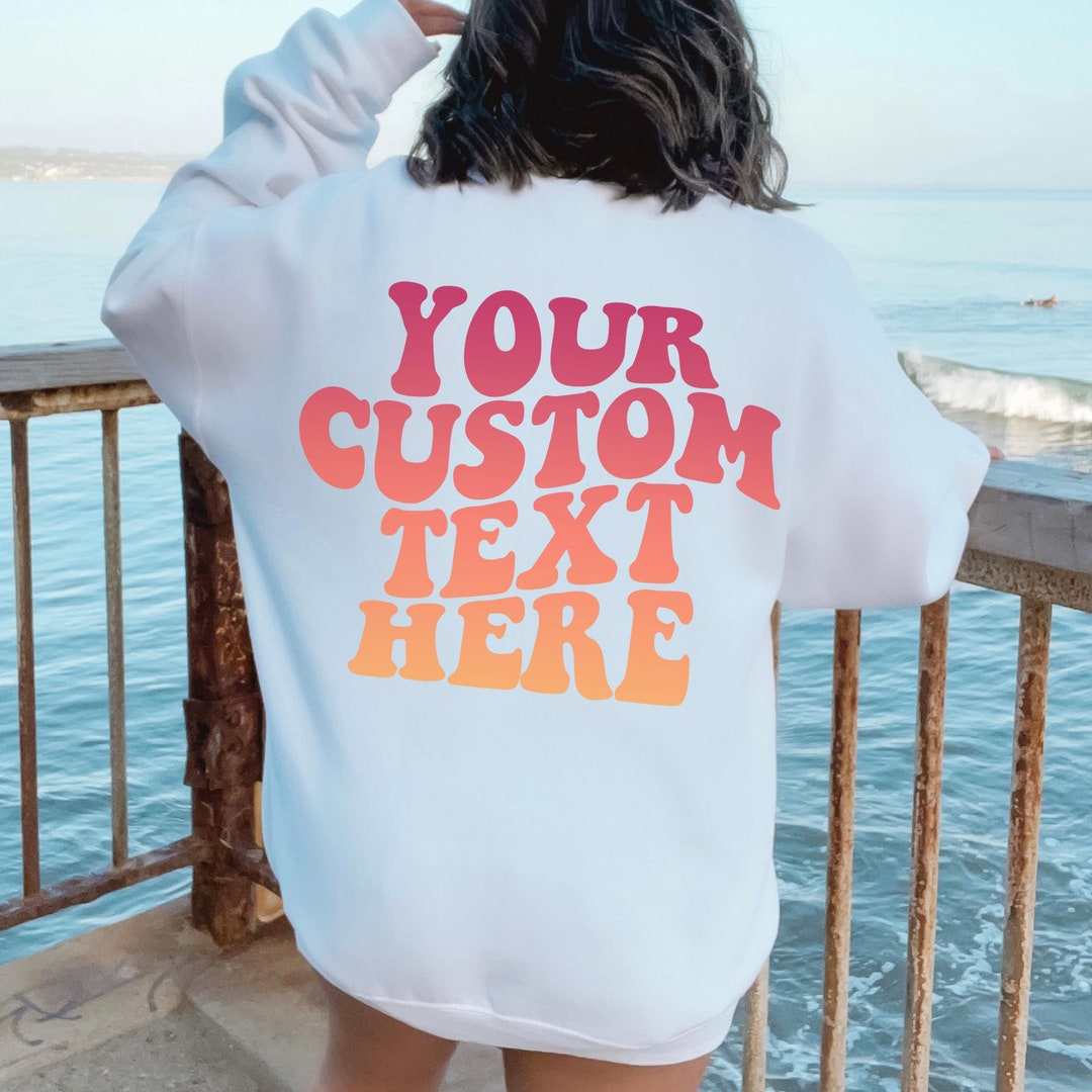 Custom Retro Sweatshirt, Custom Wavy Font Crewneck, Trendy Personalized ...