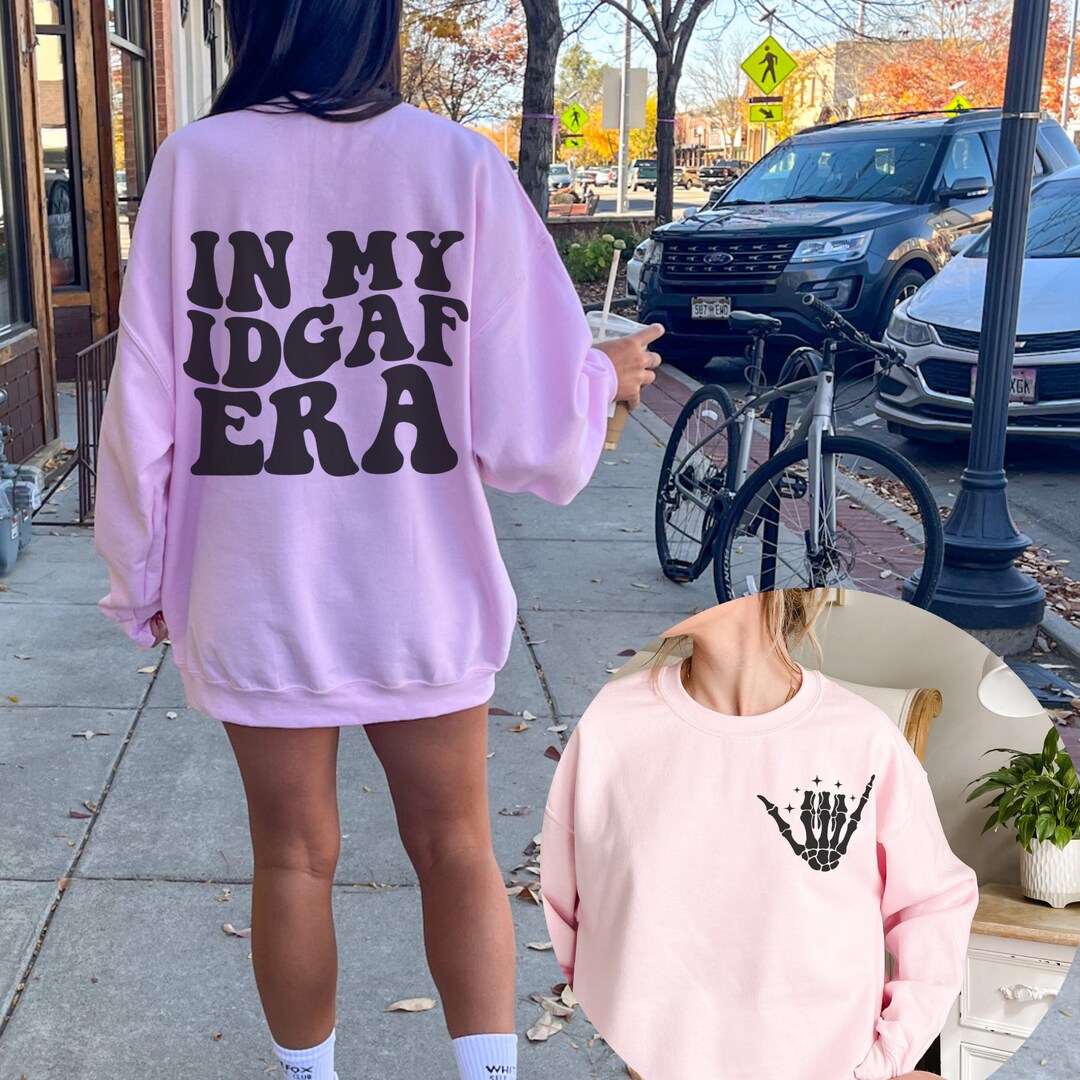 In My IDGAF Sweatshirt, Skeleton Shaka, Trendy Retro Oversized Crewneck ...