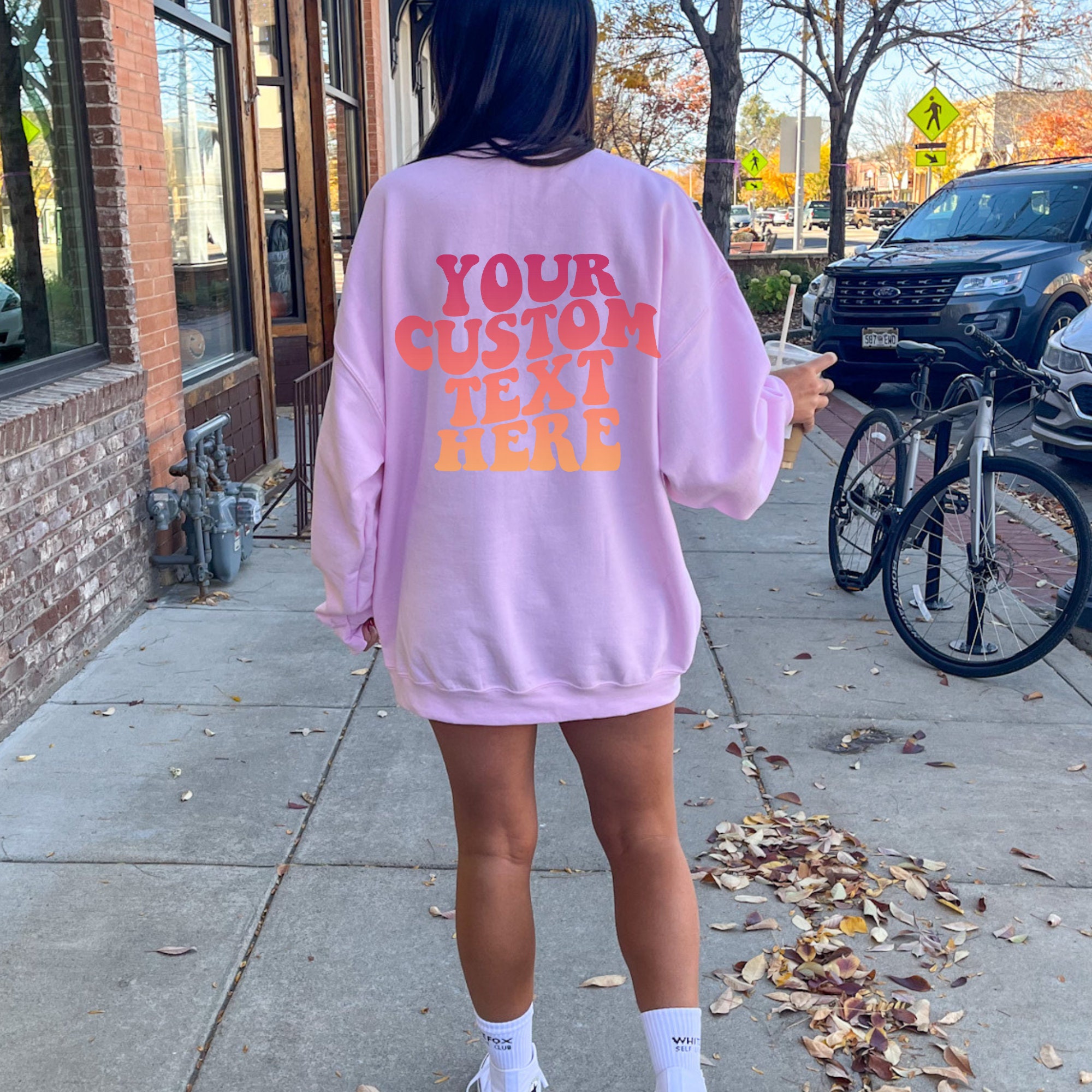 Custom Retro Sweatshirt, Custom Wavy Font Crewneck, Trendy Personalized ...