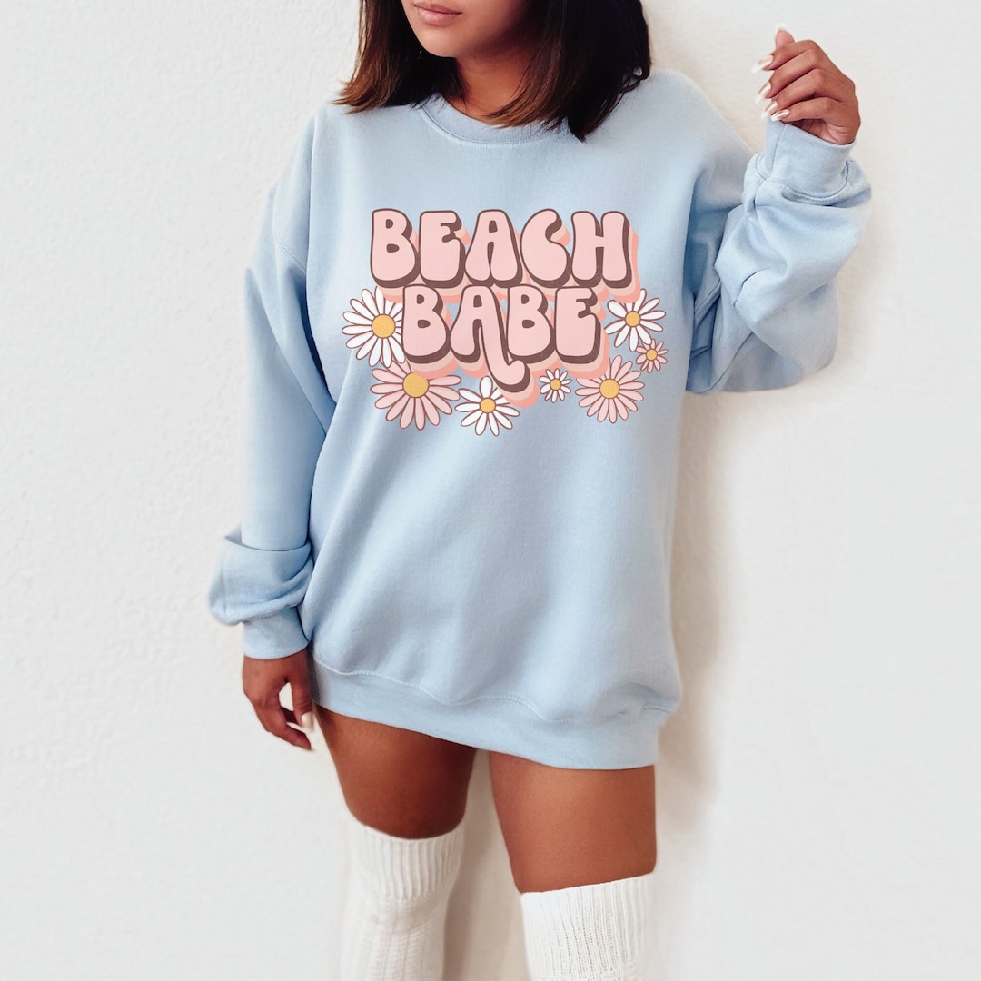 Retro Beach Babe Sweatshirt, VSCO Girl, Coconut Girl Aesthetic, Trendy ...