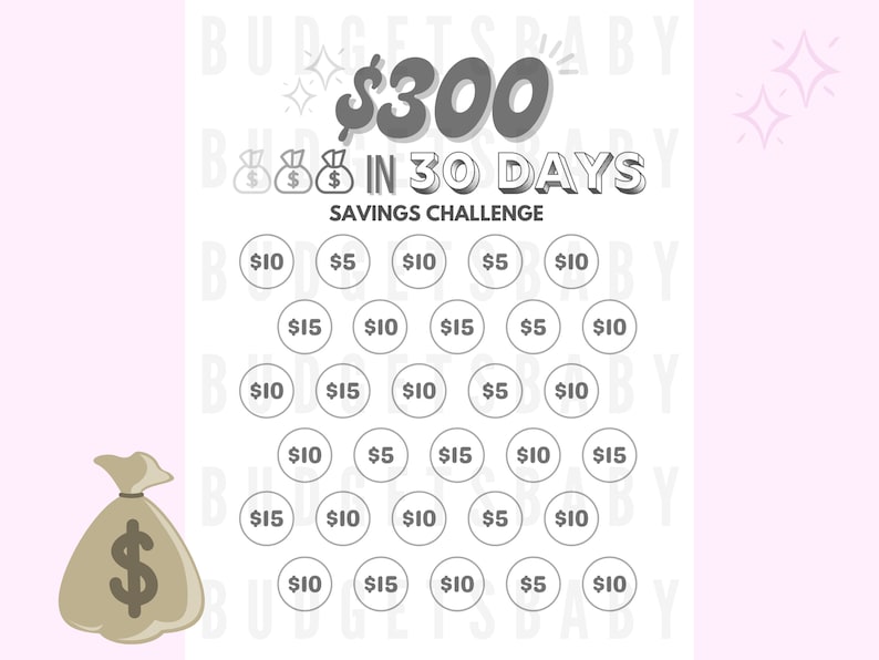 300 in 30 Days Savings Tracker Printable Files, Save Three Hundred ...