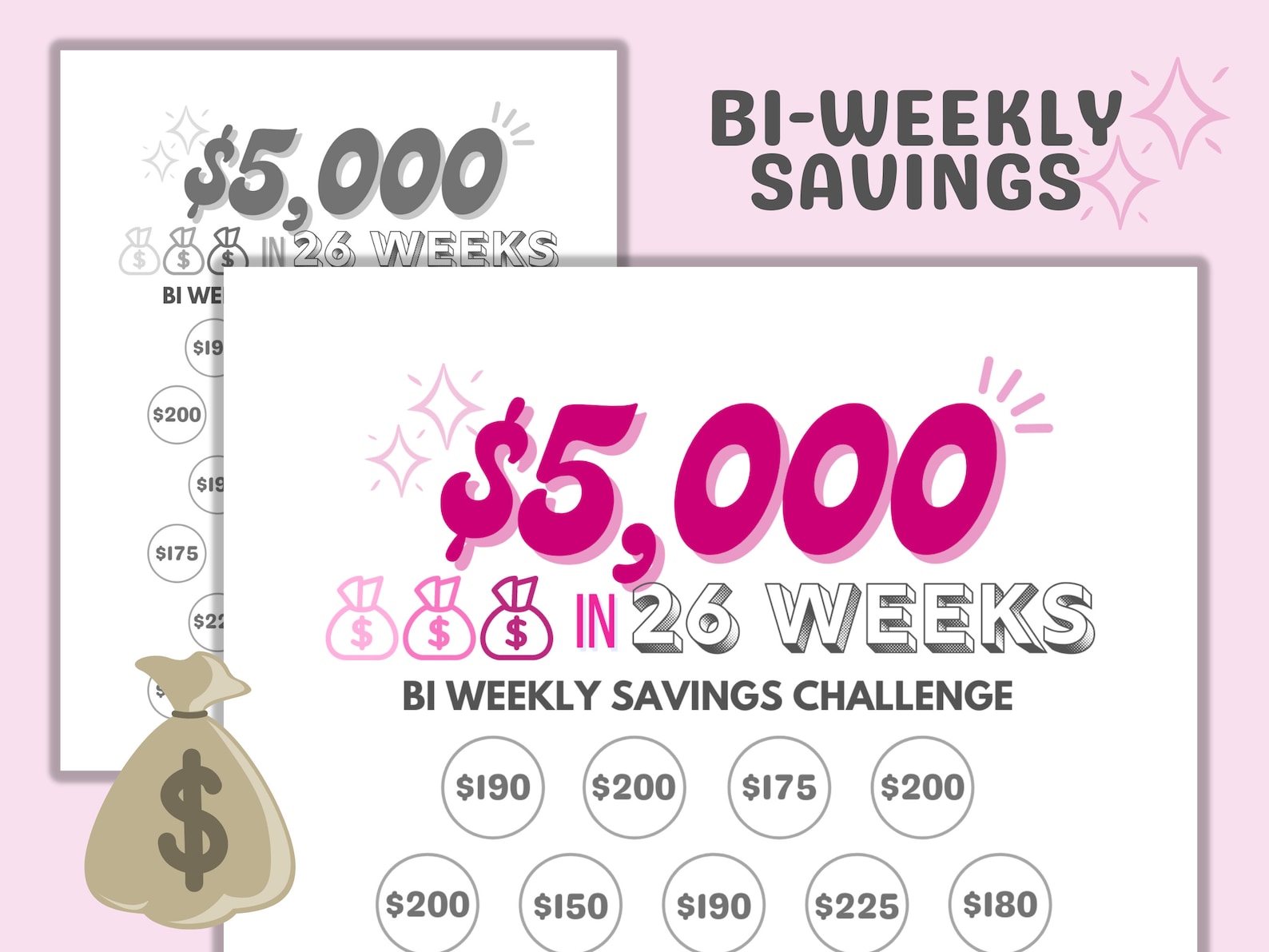 5k Savings Challenge Printable, Bi-weekly Tracker (PDF File) - Etsy