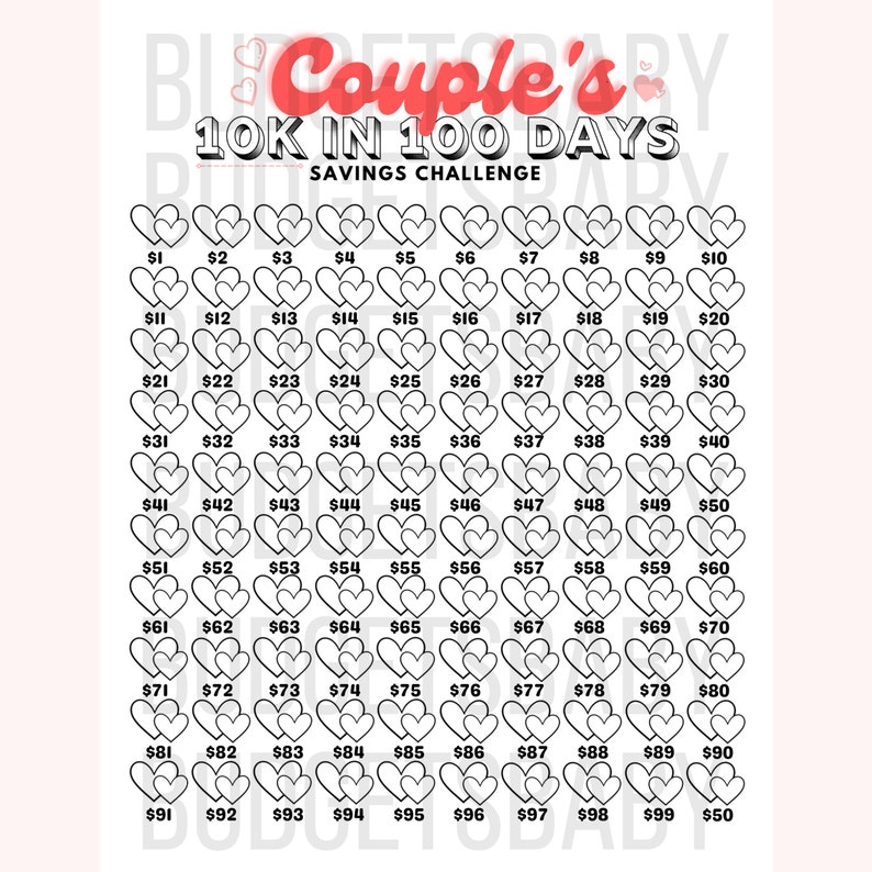 10K In 100 Days Challenge Printable