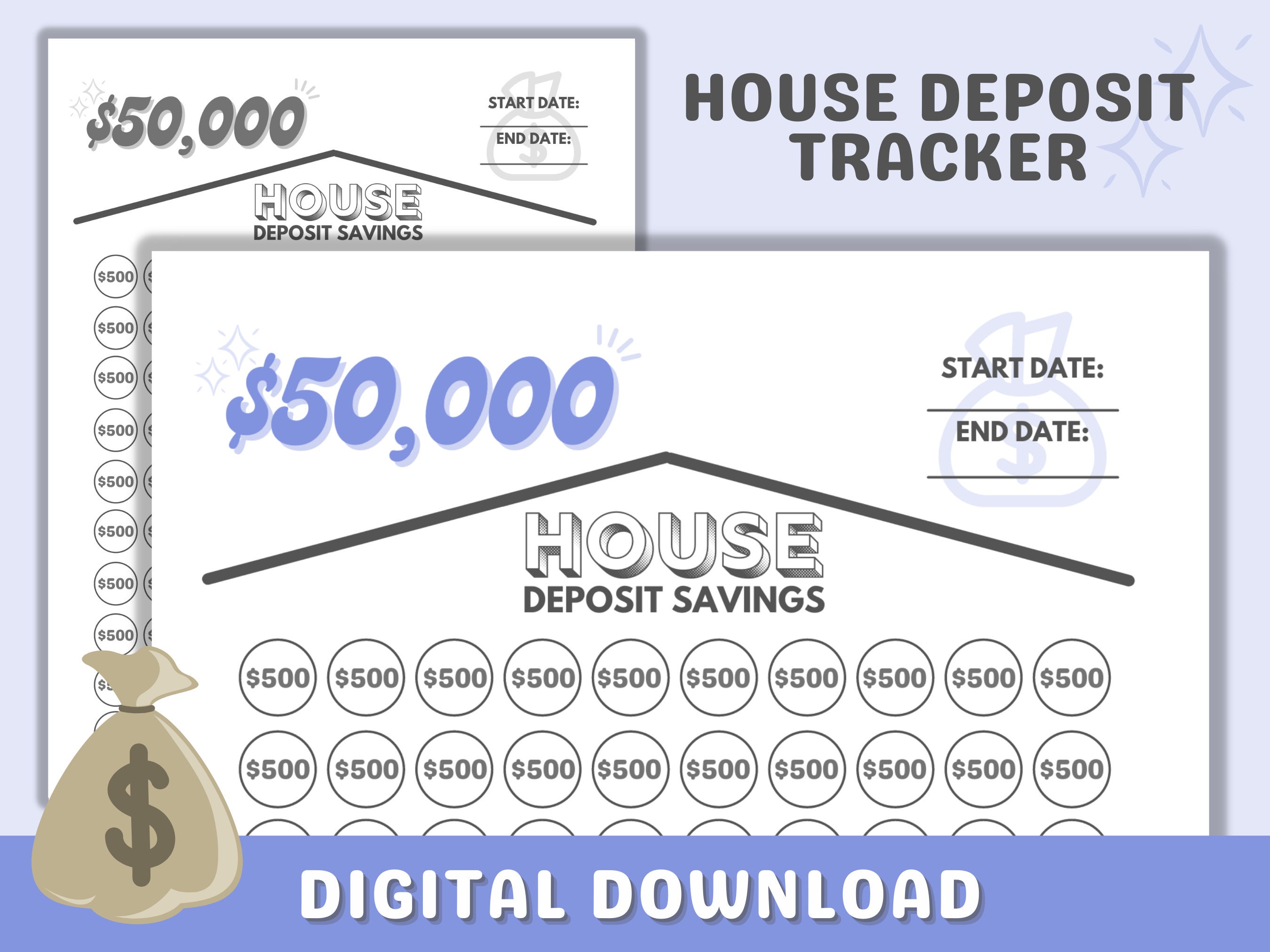 50k House Deposit Tracker, 50000 Home Savings Fund, House Down Payment ...