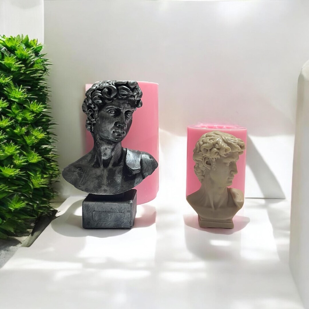 Statue Head Candle Mold, Concrete Vessel Candle Mold, Statue Head Mould ...