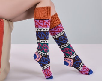 Wool Socks-hand Made Wool Socks%100 Hand Madeknitted Woolly Slipper ...